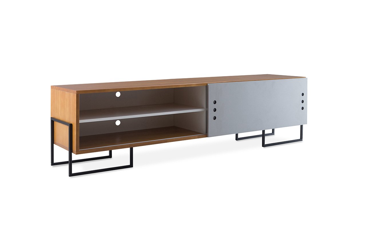 Rack para TV Pequeno Estilo Industrial 2 Portas Crosby 120 cm MDF Branco