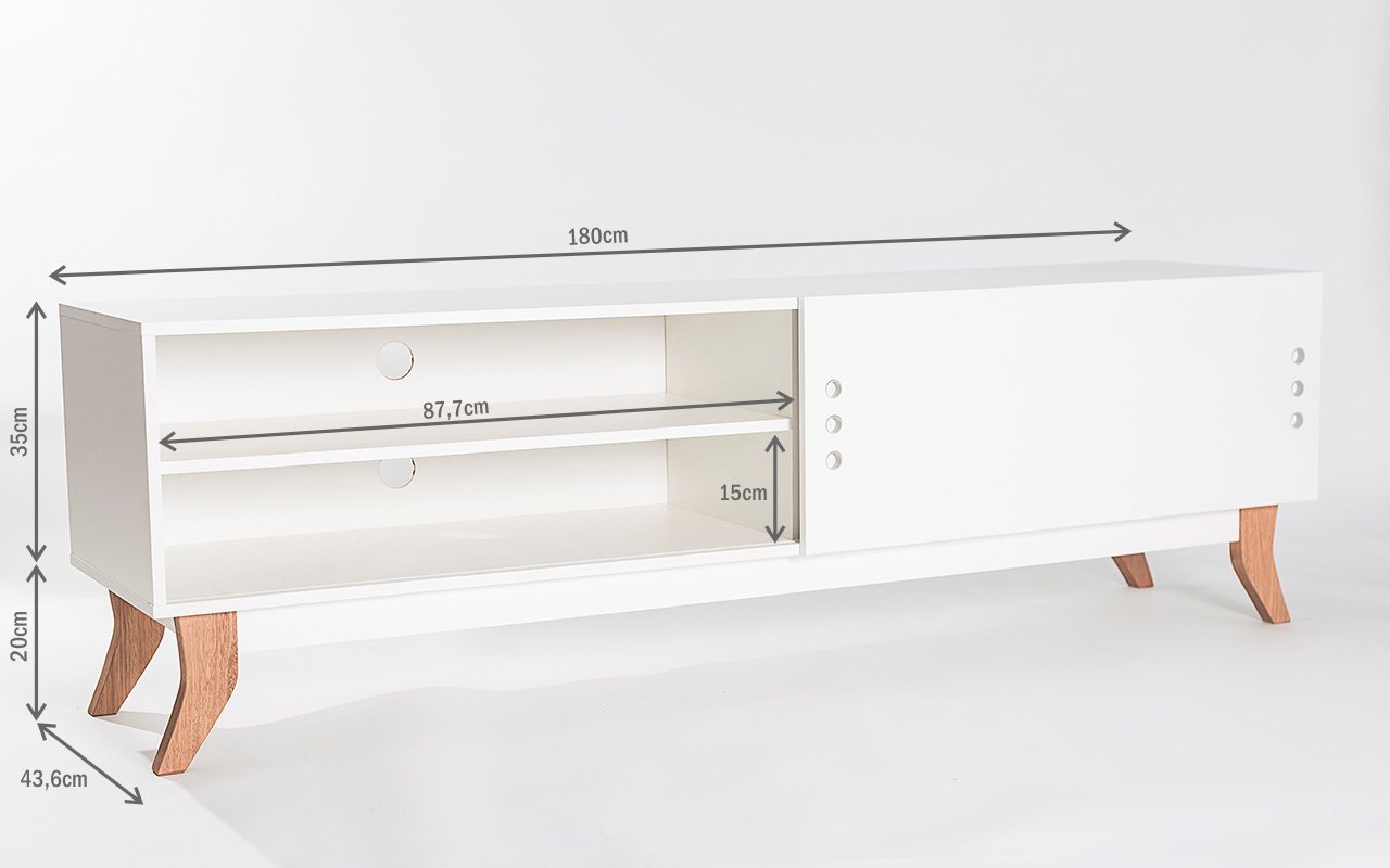 Rack para Televisão Porta de Correr Vintage 180 cm MDF Branco