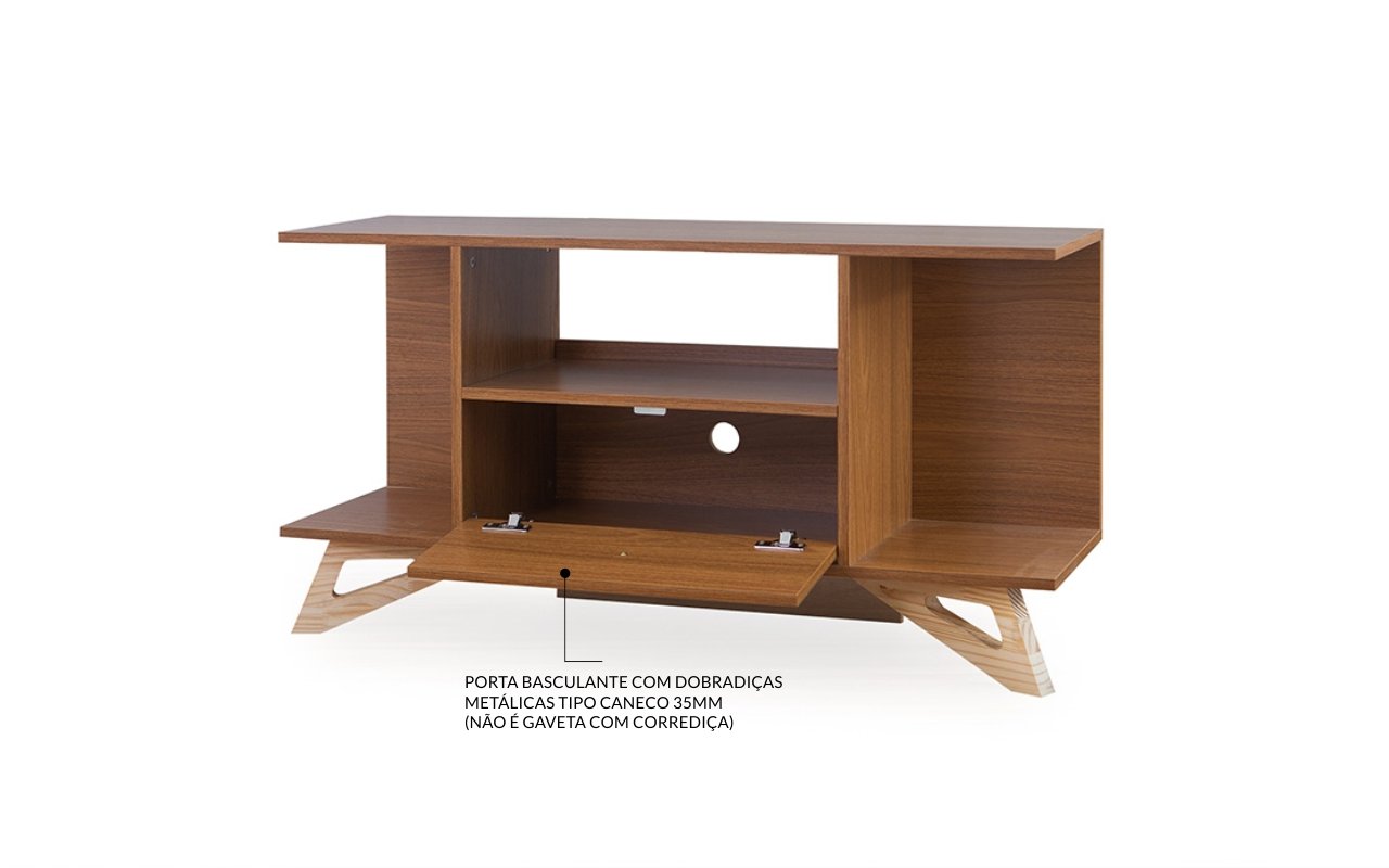 Rack para Sala Pequena Stills MDF Freijó e Madeira Natural