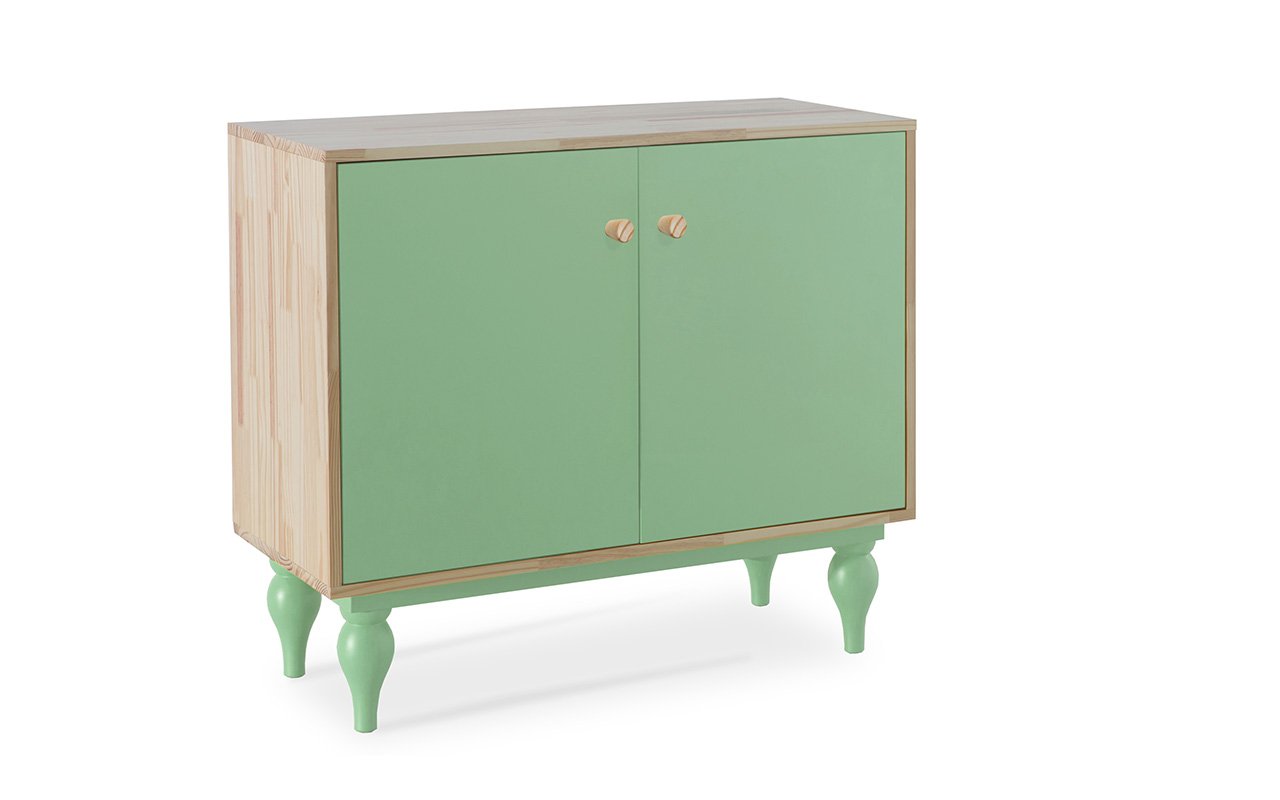 Armário Buffet Vintage para Sala 2 Portas Sideral 90 cm Verniz Natural ...