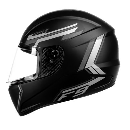 Capacete Fly F9 Hans Preto Fosco com Cinza