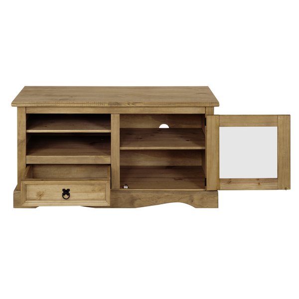 Rack 1 Porta de Vidro 1 Gaveta em Madeira de Pinus CERA Cera Classic