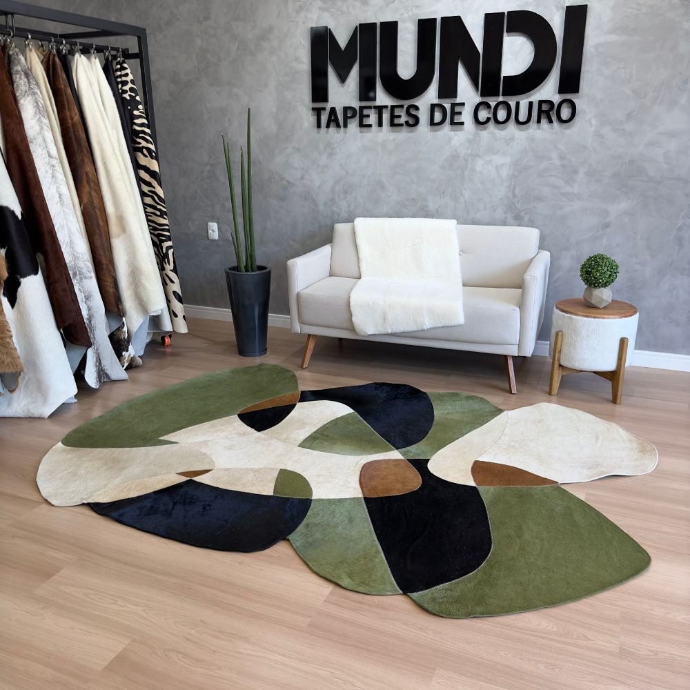 Tapete De Couro Legítimo Formato Orgânico Green - Sob Medida
