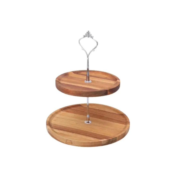 Prato Duplo Em Madeira Acácia 20x25cm Mimo Style