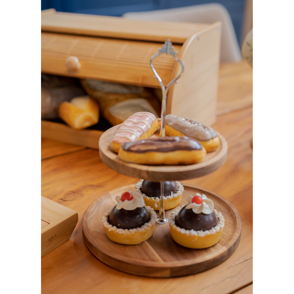 Prato Duplo Em Madeira Acácia 20x25cm Mimo Style