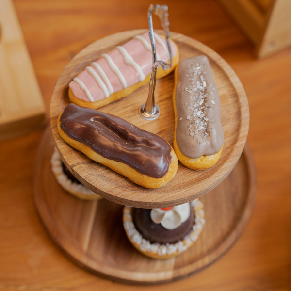 Prato Duplo Em Madeira Acácia 20x25cm Mimo Style