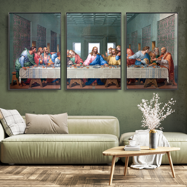 Quadro Decorativo 3 Telas Cristão Santa Ceia
