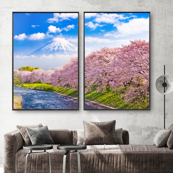 Quadro Decorativo 2 Telas Monte Fuji | Primavera