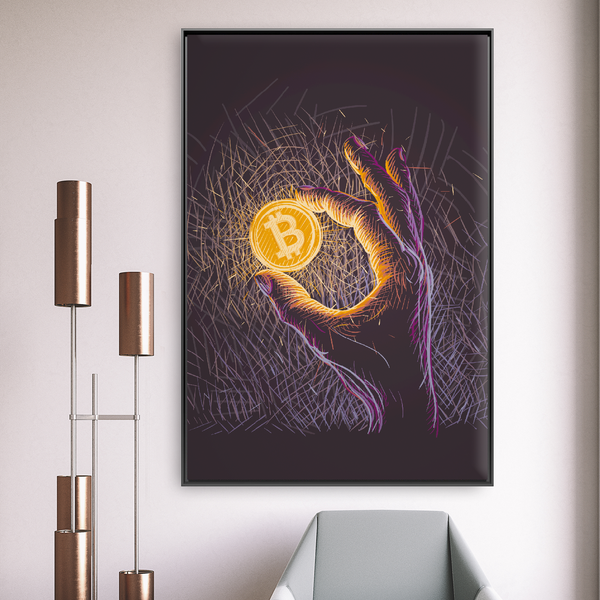 Quadro Decorativo 1 Tela Criptomoeda Bitcoin