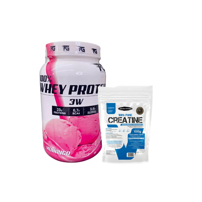 100% Whey Protein 3W 900g Fast Gold Nutrition + Creatina 100% Pure ...