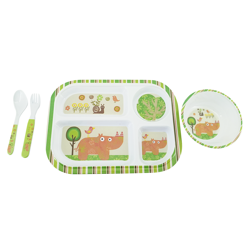 Conjunto de Prato Talheres Fofo Infantil Quadrado Sortidos