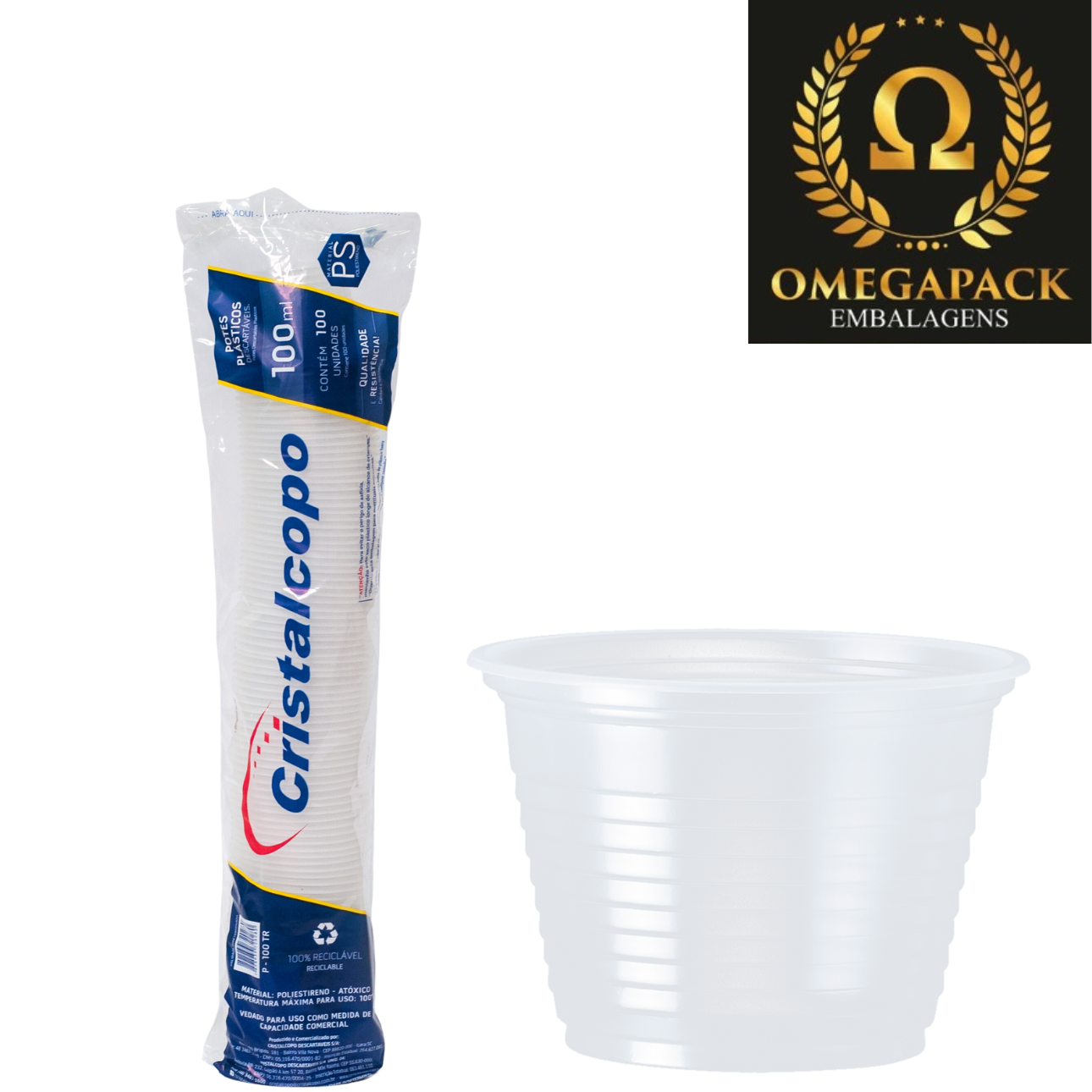 Pote PS 100 ml Transparente c/ 100 un