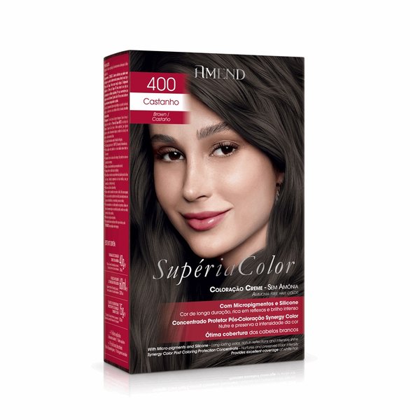 Coloração Creme Amend Supéria Color Kit Sem Amônia 400 Castanho
