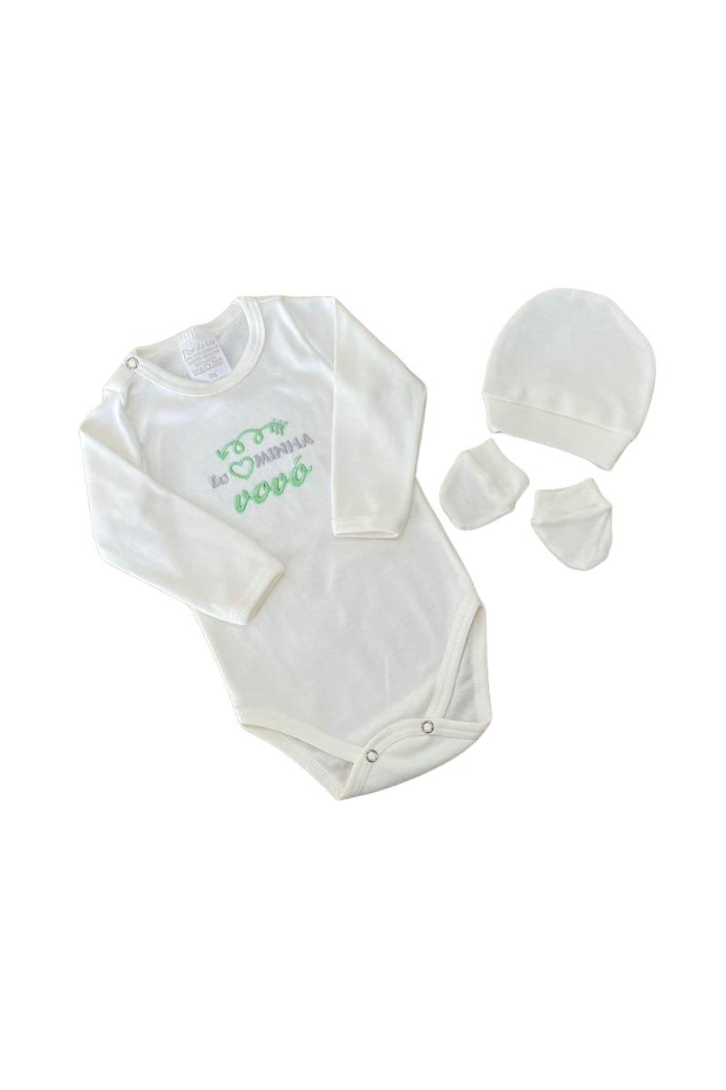 Kit Neutro Bebê Body Recém Nascido Pérola Vovó