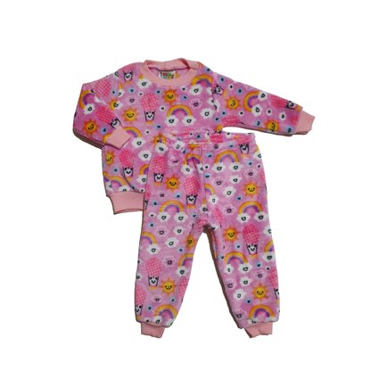 Conjunto Soft Bebê Thermo Peluciado Rosa Arco-Íris