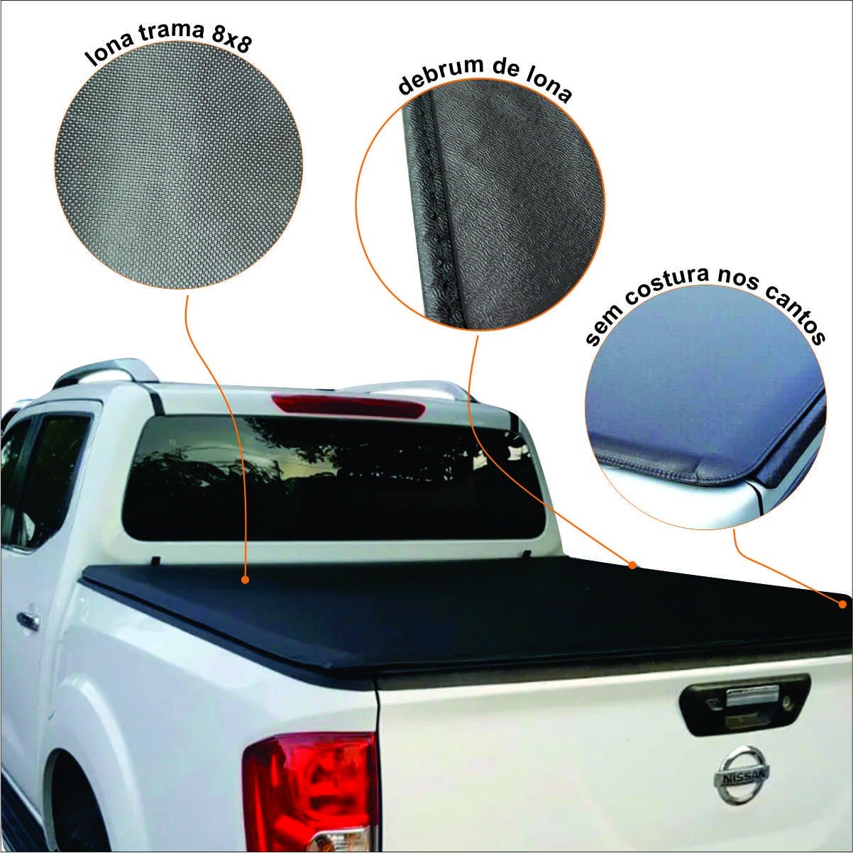 Capota Marítima Frontier NP300 Cabine Dupla 2017/22 Pistão Shop