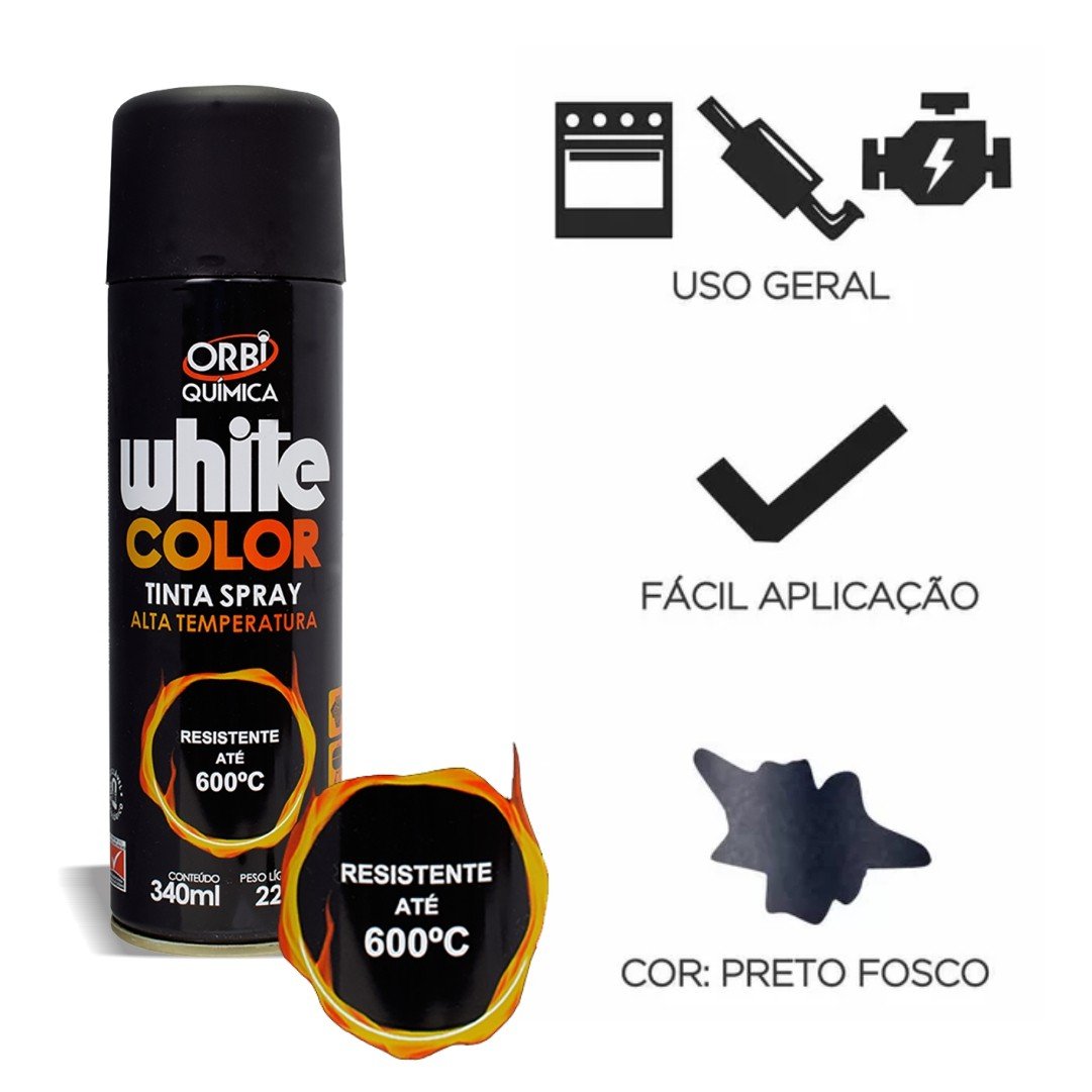 Tinta White Color Alta Temperatura Preto Fosco Pistão Shop