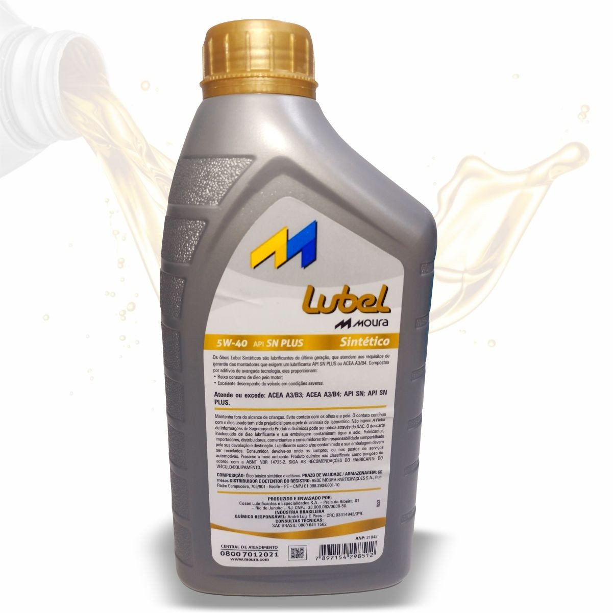 Óleo Para Motores 5W-40 API SN Plus Sintético Lubel Pistão Shop