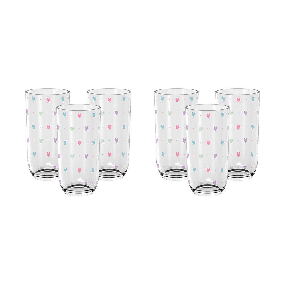 Conjunto 6 Copos de Vidro Decorados 240ml - Plasvale