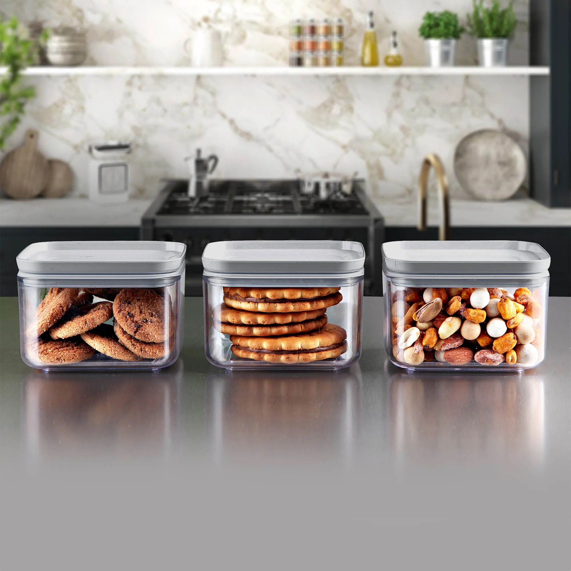 Kit 3 Potes Herméticos Transparentes 500ml