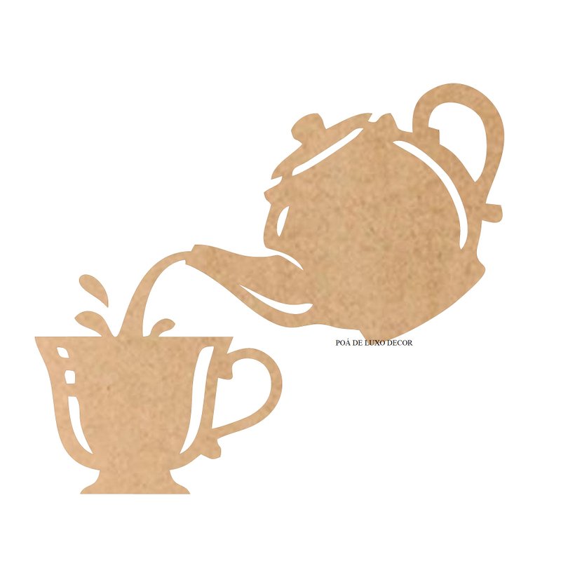 Aplique Recorte Laser Mdf Cru - Bule e Xícara