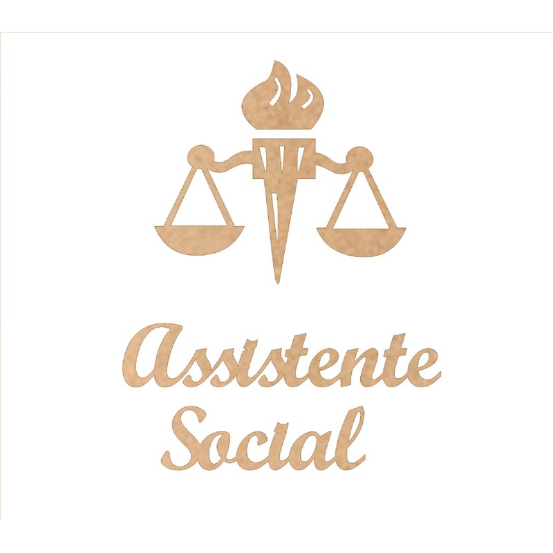 Aplique Recorte Laser Mdf Cru - Símbolo Assistente Social