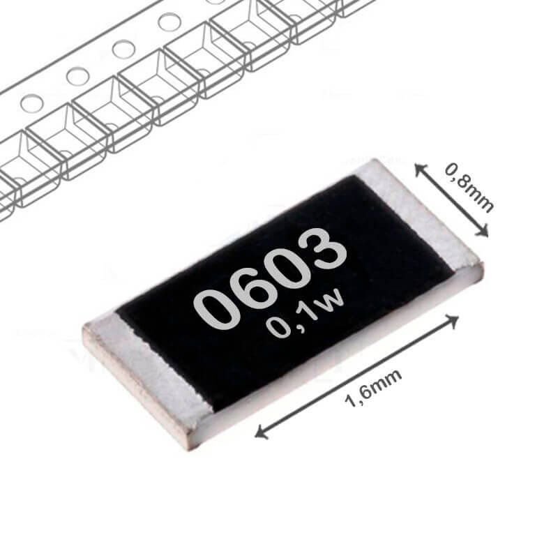 Resistor 22R Ohms, SMD 0603 1/10W e 5% Precisão
