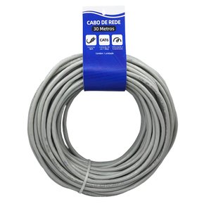Cabo de Rede de 30 Metros CAT6 | Cinza| Conexão até 1Gbps