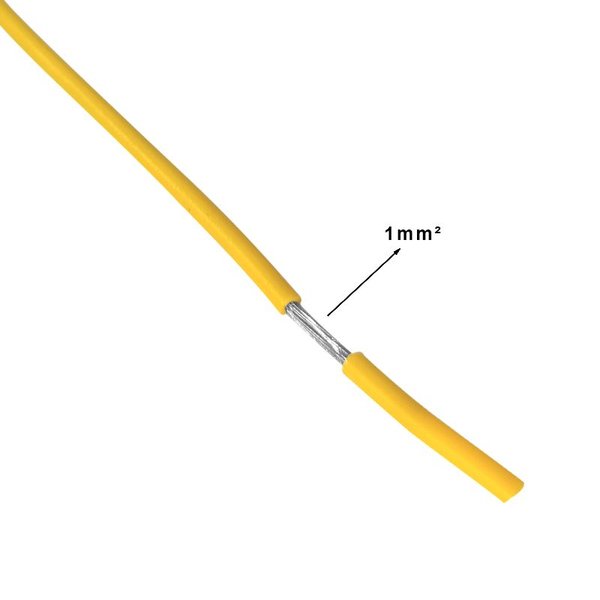 Cabinho Flexível 1mm² 300V 70ºC - Amarelo | Preço por metro