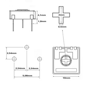 Trimpot 1 volta Horizontal 10mm - 100K | Proesi Comp.