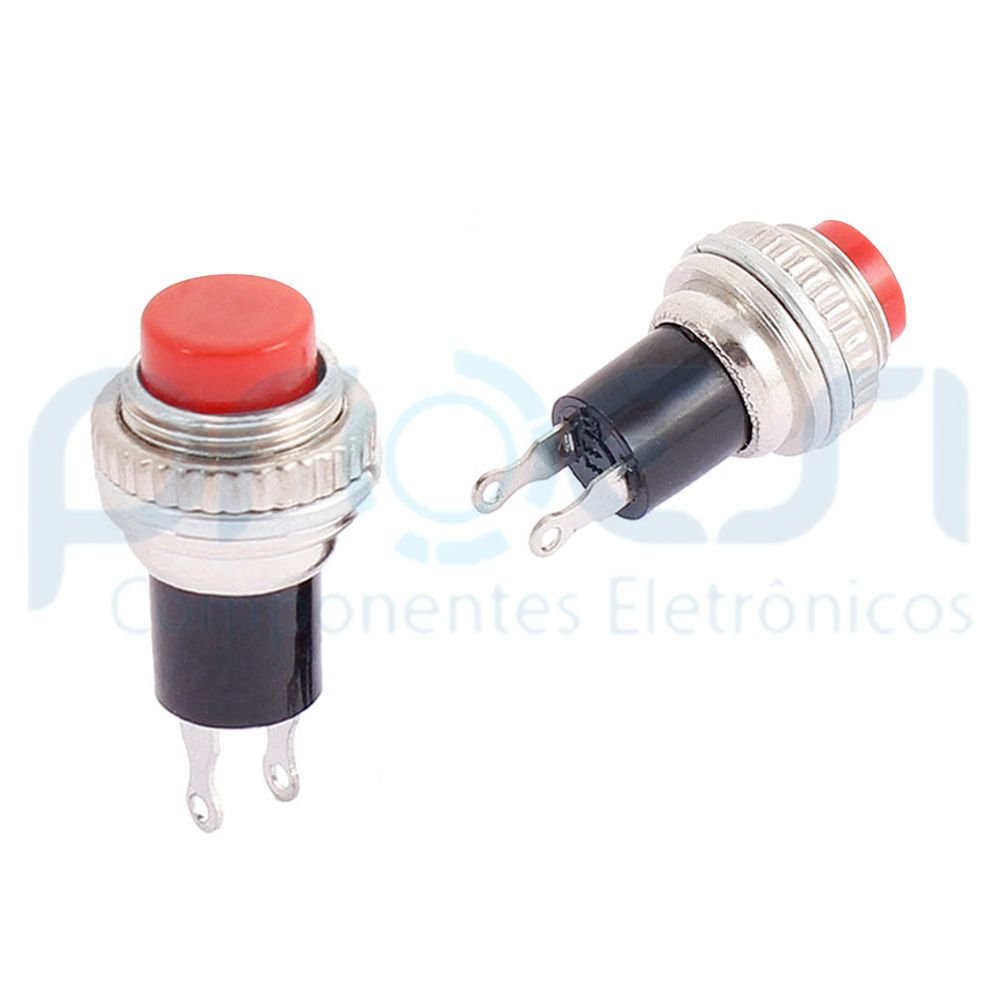 DS-314 Chave Push Button NA - 2T sem trava - Vermelha