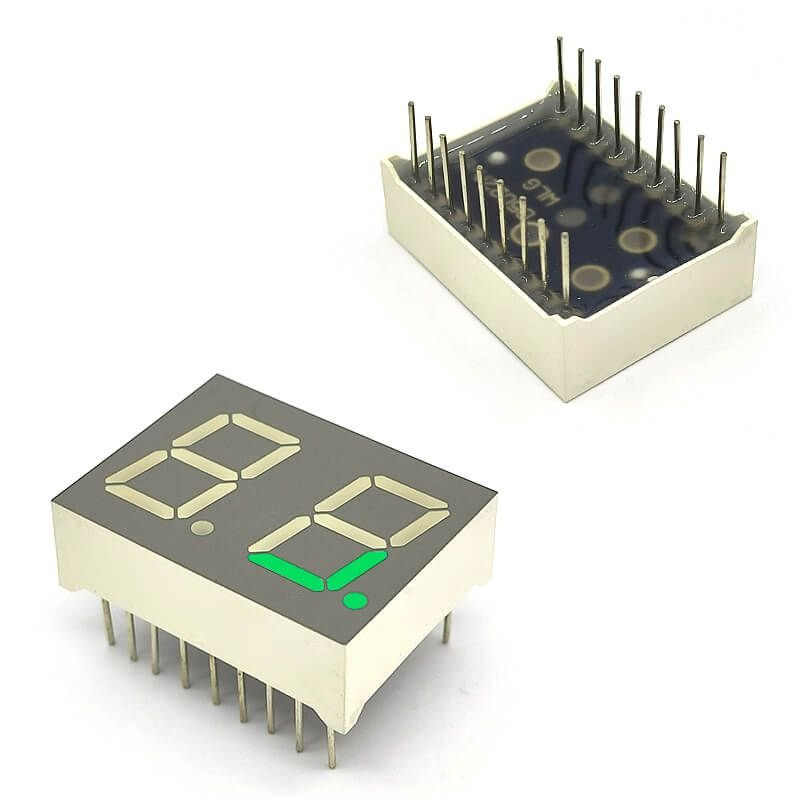 Display 7 Segmentos - Verde | Duplo | Anodo Comum | HS-5202DG | 25x17mm