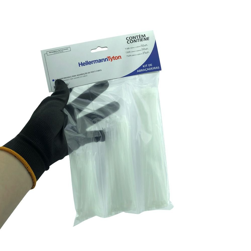 Kit Abraçadeira T18R T30R T50R 85 GRAUS Branca Hellermann 125 peças