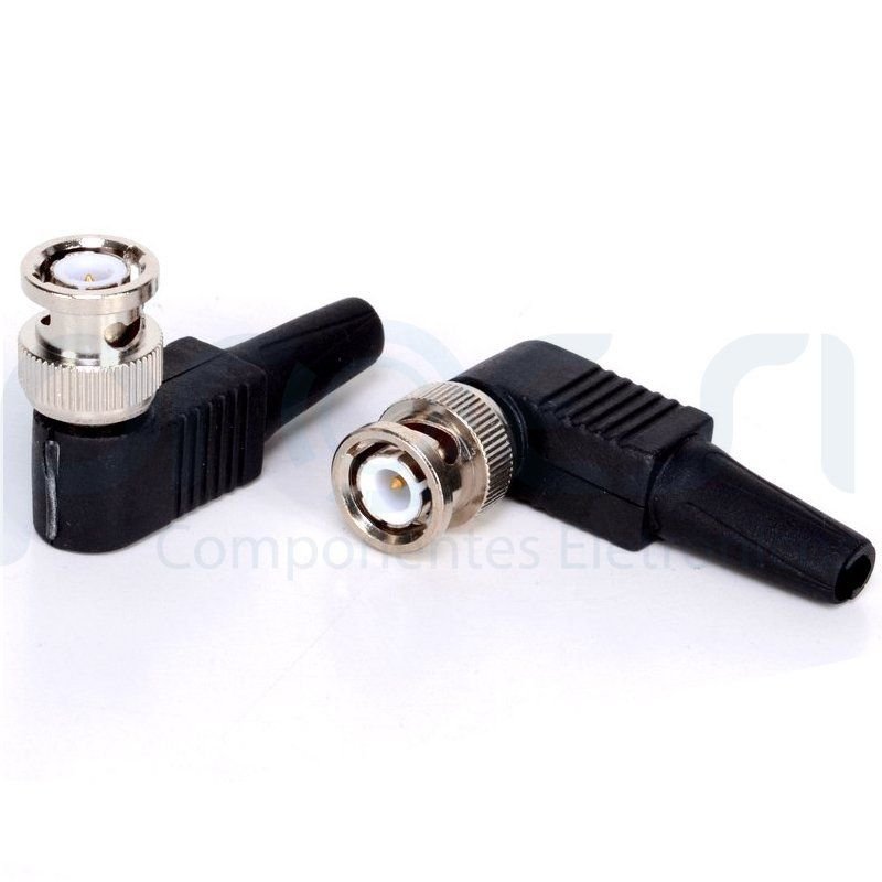 Conector BNC Macho 90° com Parafuso Capa Plástica
