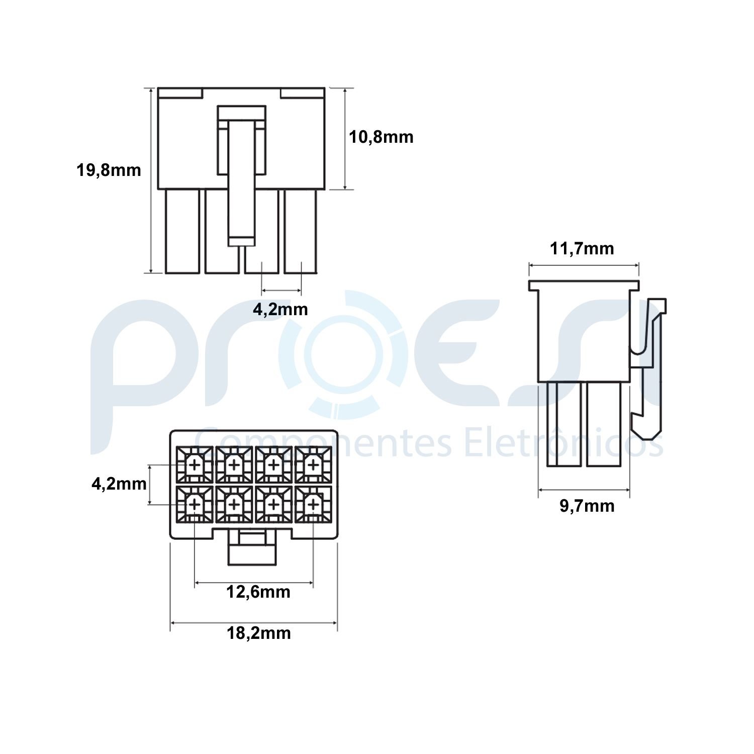 Conector Mini Fit Macho | HM051 | 2x4 - 8 Vias