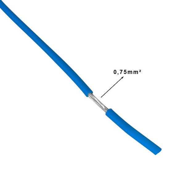 Cabinho Flexível 0,75mm² 300V 70ºC - Azul | Preço por metro