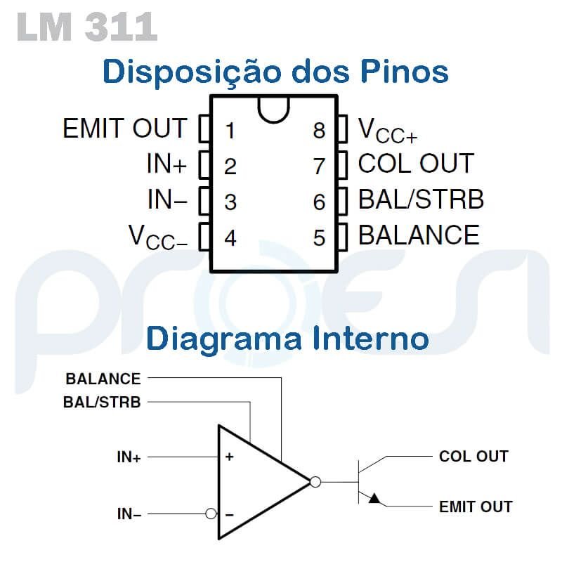 LM311 - Circuito Integrado Comparador Diferencial de tensão DIP-8