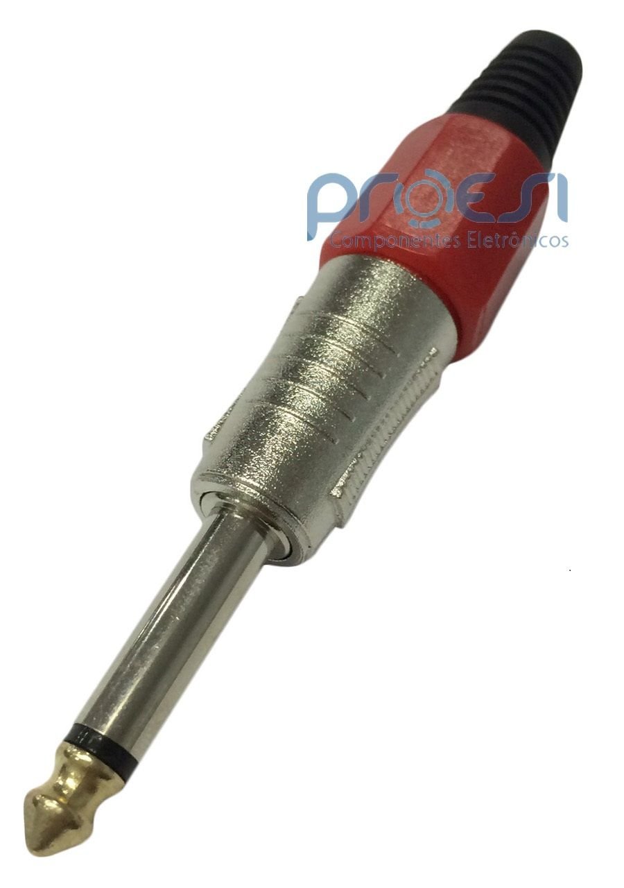 Plug P10 metálico mono, Vermelho