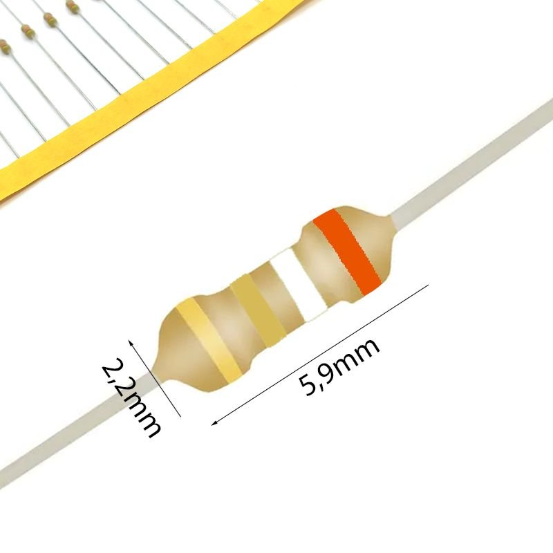 Resistor 3,9 Ohms com Potência 1/4W e Precisão de 5%