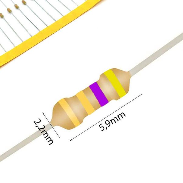 Resistor 4,7 Ohms com Potência 1/4W e Precisão de 5%