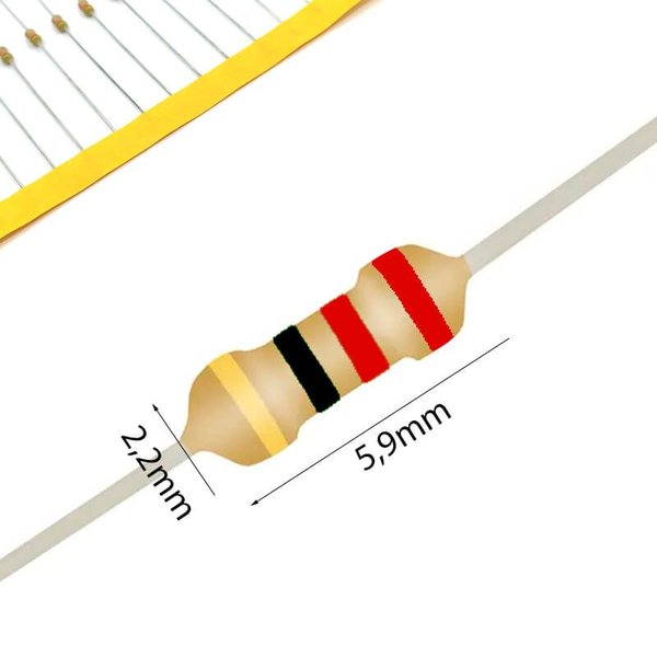 Resistor 22 Ohms com Potência 1/4W e Precisão de 5%