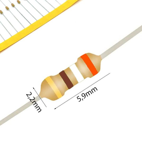 Resistor 390 Ohms com Potência 1/4W e Precisão de 5%
