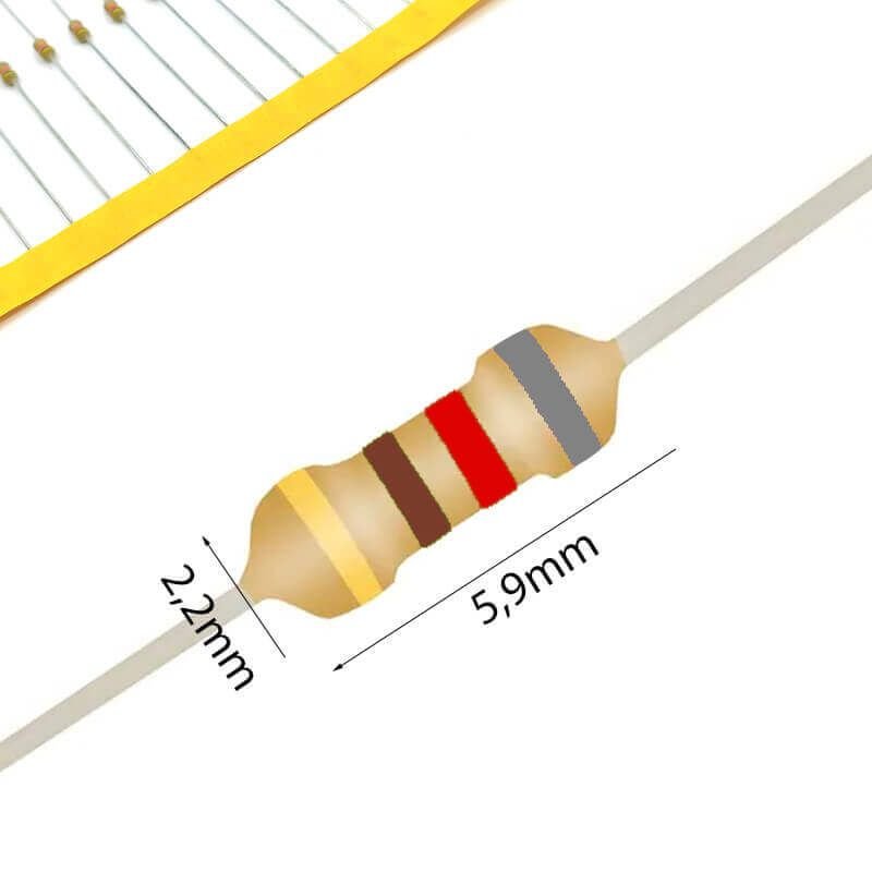 Resistor 820 Ohms com Potência 1/4W e Precisão de 5%