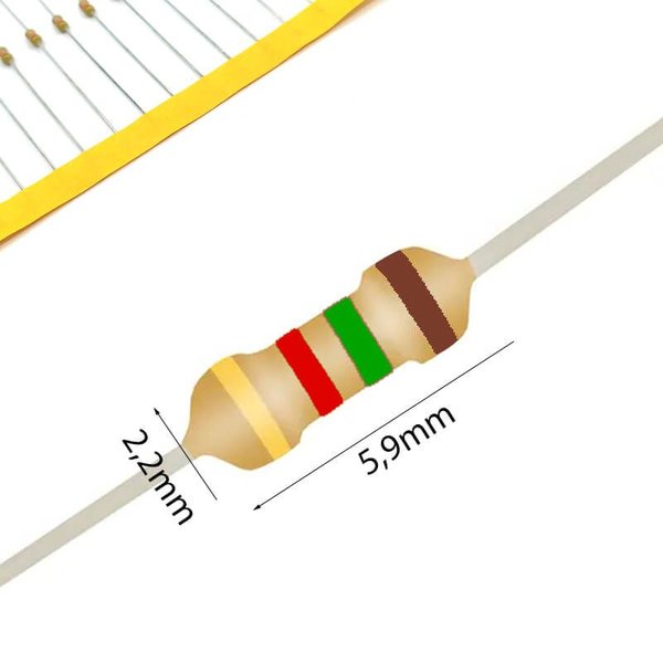 Resistor 1K5 Ohms com Potência 1/4W e Precisão de 5%