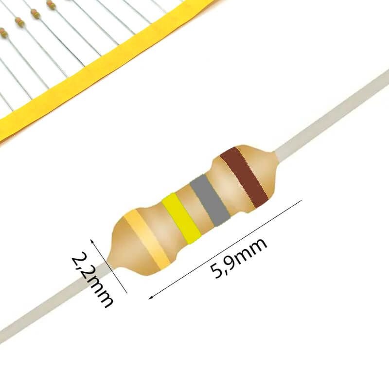 Resistor 180K Ohms com Potência 1/4W e Precisão de 5%