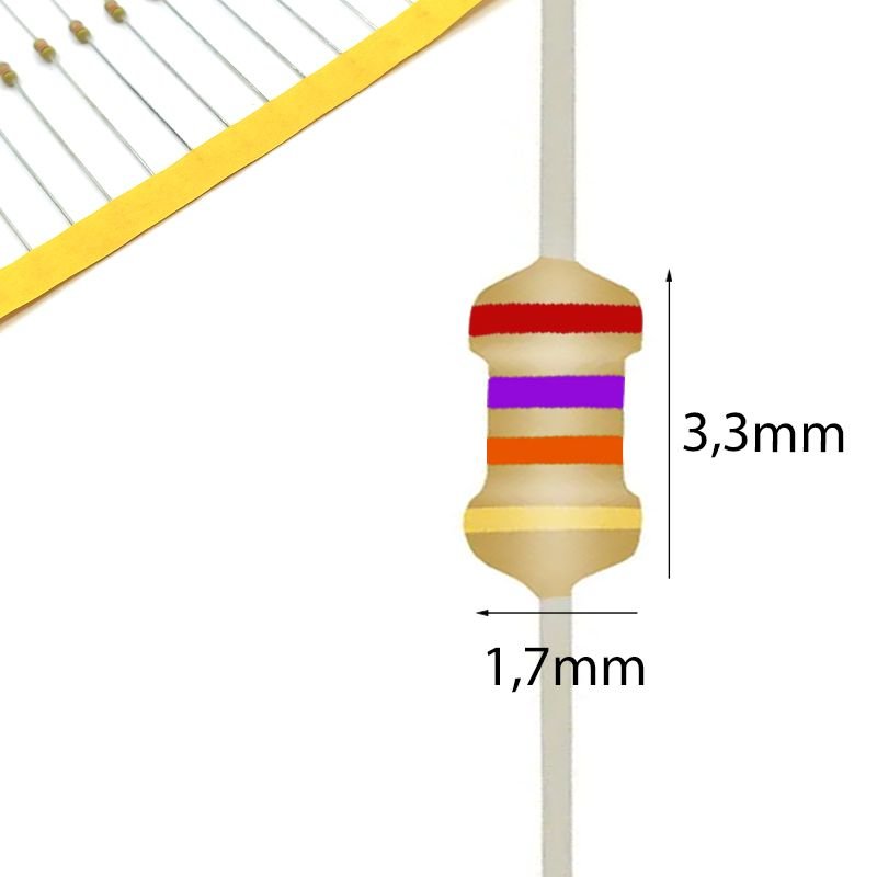 Resistor 27K Ohms com Potência 0,125W e Precisão de 5%