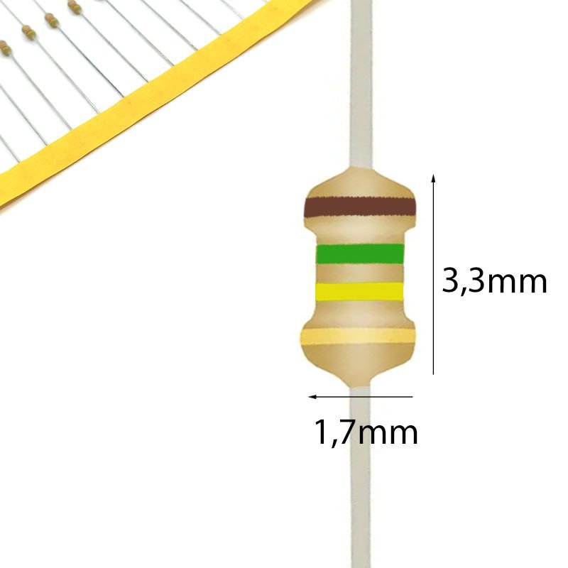 Resistor 150K Ohms com Potência 0,125W e Precisão de 5%