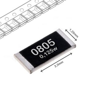 Resistor 3R3 Ohms, SMD 0805 1/8W e 1% Precisão