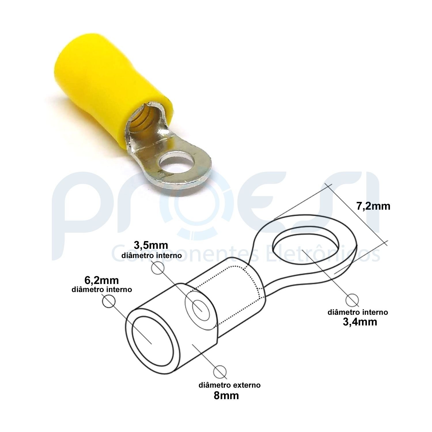 Terminal CRIMPLINK Olhal OB-25 M3 - Amarelo
