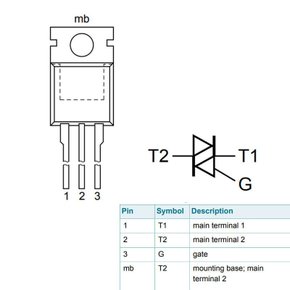 Triac BT137-600 8 Amper 600 Volts AC - Equivalente ao TIC226